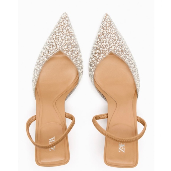 Zara | Shoes | Zara Pearl Heeled Slingbacks | Poshmark